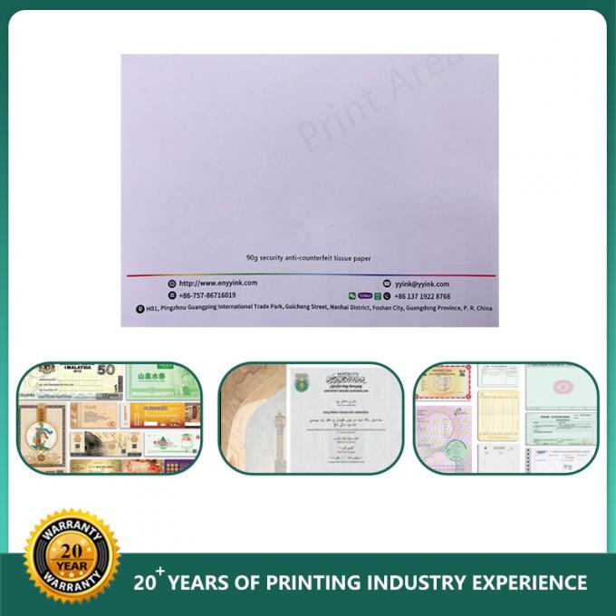 Custom 75%cotton 25%%linen security thread paper, security watermark paper